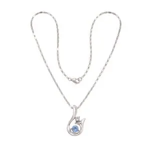 MODENAIRE Light Sapphire Abstract Sprout Pendant Necklace - Silver