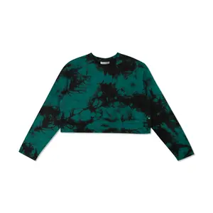 Friend + Folk Banks Long Sleeve Cropped T-shirt - Everglade