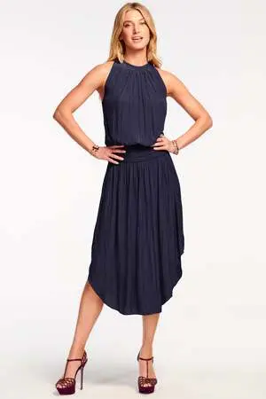 Ramy Brook Audrey Smocked Midi Dress - Navy