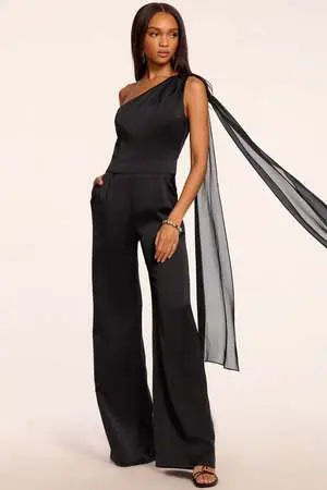 Ramy Brook Genny One-shoulder Wide Leg Jumpsuit - Black
