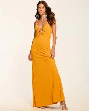 Ramy Brook Chrissy Jersey Cutout Gown - Marigold