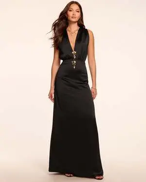 Ramy Brook Martin Plunging Sleeveless Gown
