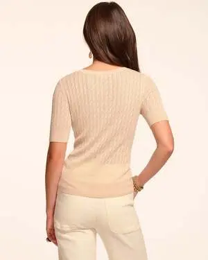 Ramy Brook Elliot Pointelle Silk Cashmere Short Sleeve Top