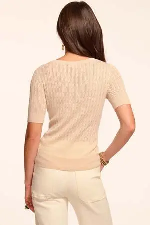 Ramy Brook Elliot Pointelle Silk Cashmere Short Sleeve Top