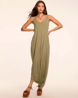 Ramy Brook Ellison Knit Scoop Neck Midi Dress - Safari