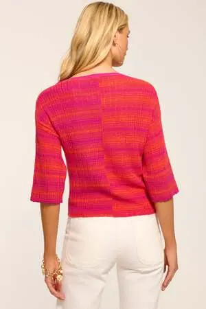 Ramy Brook Luca Textured Knit Short Sleeve Top