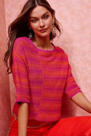 Ramy Brook Luca Textured Knit Short Sleeve Top