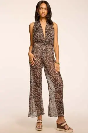 Ramy Brook Kalia Leopard Printed V-neck Bodysuit