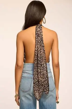 Ramy Brook Kalia Leopard Printed V-neck Bodysuit