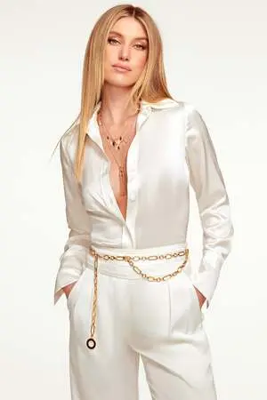 Ramy Brook Victoria Silk Button Down Blouse - Ivory