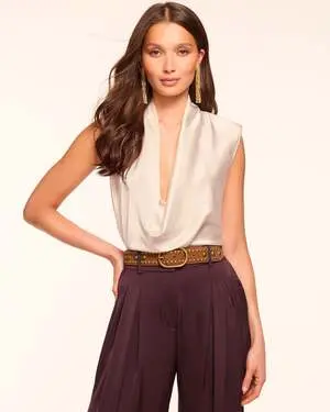 Ramy Brook Gregory Silk Cowl Neck Top