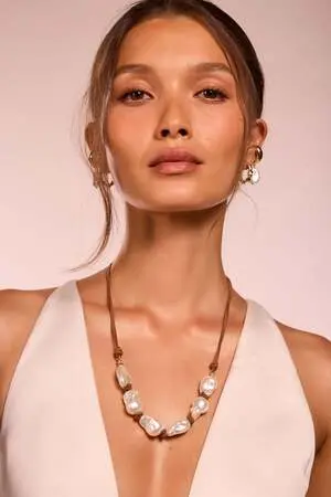 Ramy Brook Luna Suede Pearl Necklace