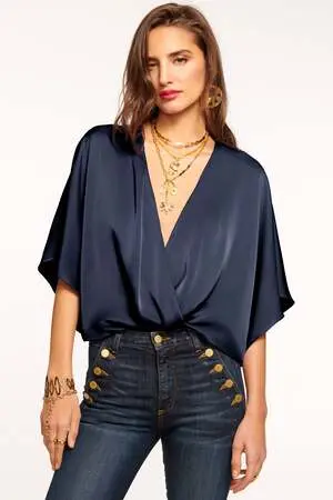 Ramy Brook Mckinley V-neck Bodysuit - Navy