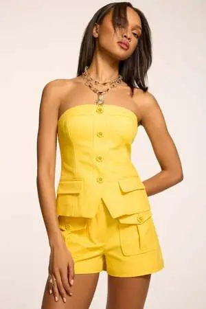 Ramy Brook Eva Cotton Tailored Strapless Top