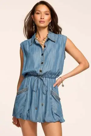Ramy Brook Mireya Chambray Mini Dress - Light Chambray