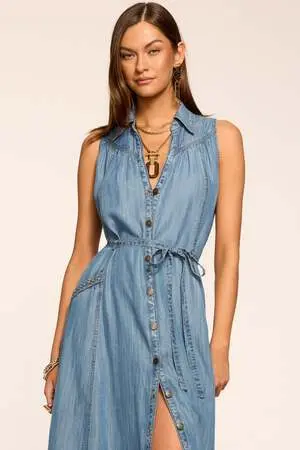Ramy Brook Clover Chambray V-neck Midi Dress