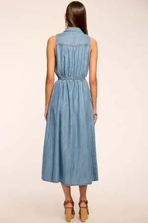 Ramy Brook Clover Chambray V-neck Midi Dress