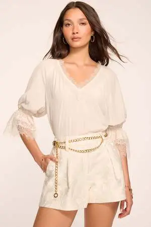 Ramy Brook Lilah Embellished V Neck Top