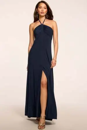 Ramy Brook Mira Jersey Halter Maxi Dress - Navy