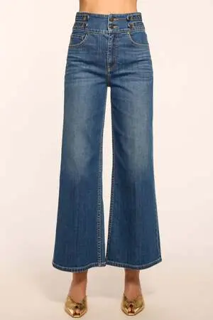 Ramy Brook Liv Cropped Wide Leg Jean - Medium Wash