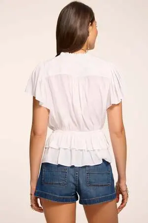 Ramy Brook Emberly Embellished Short Sleeve Top