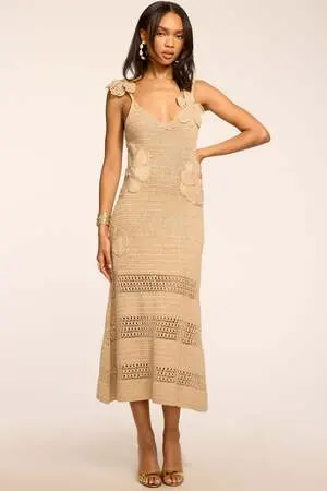 Ramy Brook Camille Crochet Knit Midi Dress - Sandstone