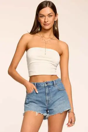 Ramy Brook Bria Studded Denim Short - Faded Blue