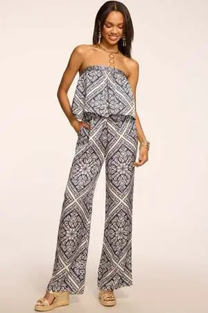 Ramy Brook Thadia Printed Strapless Jumpsuit