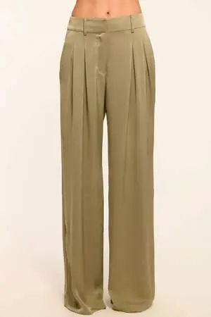 Ramy Brook Oscar Pleated Wide Leg Pants - Safari