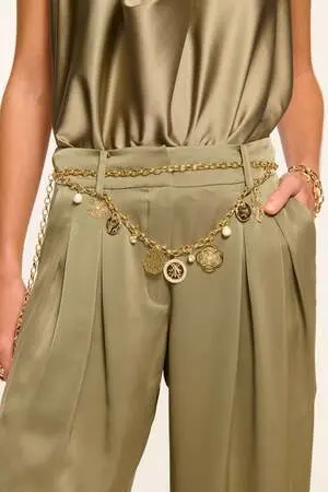 Ramy Brook Oscar Pleated Wide Leg Pants - Safari