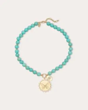 Ramy Brook Reva Butterfly Charm Beaded Necklace - Turquoise