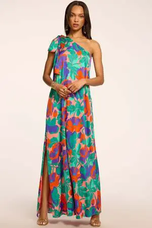 Ramy Brook Benita Printed One-shoulder Gown - Coral Floral