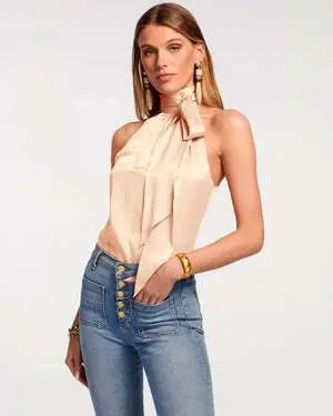 Ramy Brook Lori Silk High Neck Tank Top - Blush