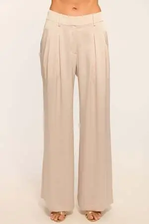 Ramy Brook Oscar Pleated Wide Leg Pants - Sandstone