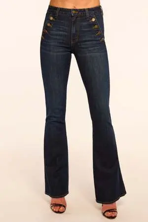 Ramy Brook Helena High-rise Flare Jean - Dark Rinse