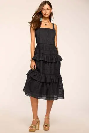 Ramy Brook Daria Embroidered Voile Midi Dress - Black