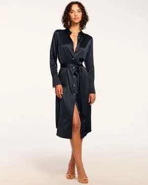 Ramy Brook Victoria Silk Button Down Midi Dress
