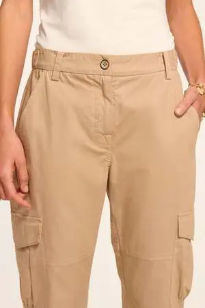 Ramy Brook Isabelle Canvas Ankle Length Cargo Pants With Metallic Trim - Sandstone