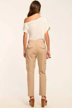 Ramy Brook Isabelle Canvas Ankle Length Cargo Pants With Metallic Trim - Sandstone