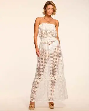Ramy Brook Henrietta Cotton Embroidered Strapless Coverup Dress - White