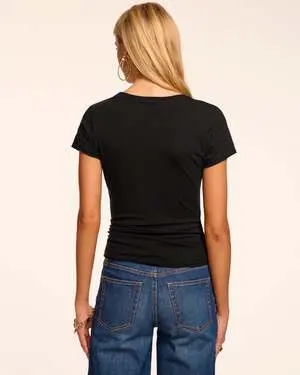 Ramy Brook Kate Knit Short Sleeve Ruched Tee