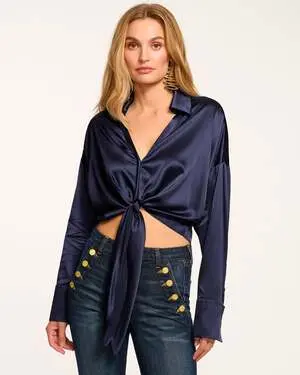 Ramy Brook Farrah Silk Tie-front Blouse