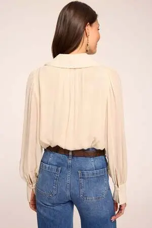 Ramy Brook Claire Silk Ruffled Long Sleeve Blouse
