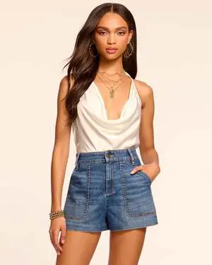 Ramy Brook Hilary High Waisted Denim Mini Short - Medium Wash