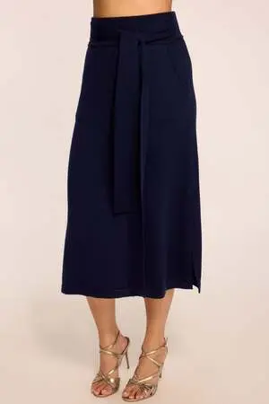 Ramy Brook Abby Knit Midi Wrap Skirt - Navy