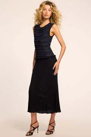 Ramy Brook Annie Knit Midi Dress - Black/navy
