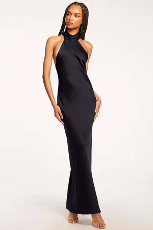 Ramy Brook Tatiana High Neck Gown - Navy
