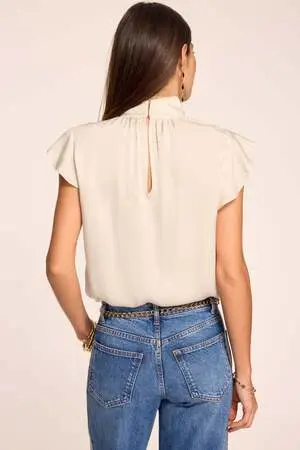 Ramy Brook Balinda Tie Neck Short Sleeve Blouse