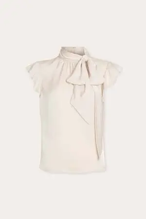 Ramy Brook Balinda Tie Neck Short Sleeve Blouse