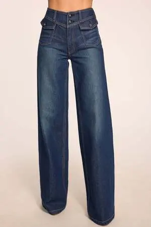 Ramy Brook Ciara Wide Leg Jean - Dark Fade